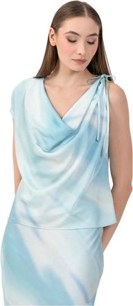 Kocca Femme, Tops, Bleu, Taille: 40 FR Chemisier chic &agrave; motif d&eacute;lav&eacute;