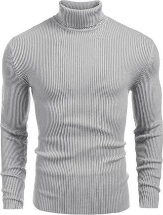 Generic T-shirt d&eacute;contract&eacute; &agrave; manches longues pour homme - Col roul&eacute; - Coupe ajust&eacute;e - Pull chaud &agrave; col roul&eacute; - T-shirt &agrave; col roul&eacute; - Couleur unie - Pull tric