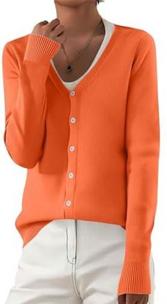 Generic Cardigan &agrave; manches longues pour femme - Cardigan ouvert sur le devant - L&eacute;ger - Long manteau en tricot d&eacute;contract&eacute; et &eacute;l&eacute;gant - Couleur unie - Automne