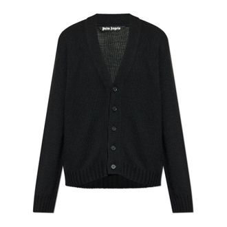 Palm Angels Curved Logo Cardigan - Homme - Pulls - Noir - Taille: XL