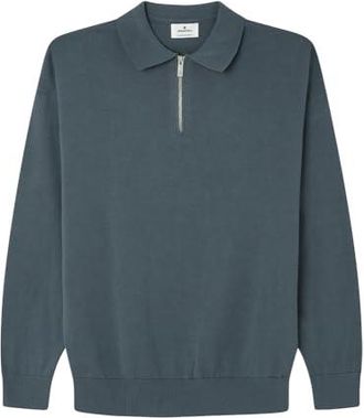 Springfield 4ic Polo Plain Knit Zipper Gg12, Bleu Ciment, M Homme