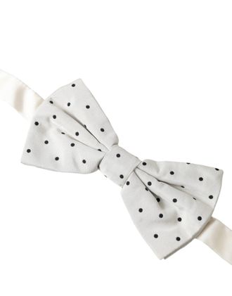 Dolce & Gabbana Mens Polka Dot Polyester Bow Tie White Ties