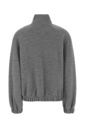 Max Mara Womens Melange Grey Wool Blend Frine Oversize Sweatshirt Grigio Chiaro Exterior: Cotton Felpe Sweater