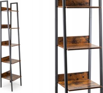 HowHomely Leiterregal 5 Stufen LOFT 170x34x30 cm braun schwarz Metall Badezimmerregal Standregal Haushaltsregal K&uuml;chenregal Industriell Deko Dekoration