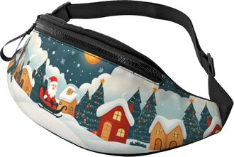 Generic Verstellbarer Bauchtasche Weihnachtsdruck Schultertaschen Bauchtasche Brusttasche F&uuml;r Radfahren Camping Hundetraining 14X35Cm
