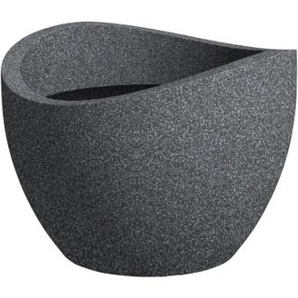 Scheurich Wave Globe 60, pot &agrave; fleurs/jardini&egrave;re, cylindrique, coloris: Granit noir, fabriqu&eacute; avec du plastique recycl&eacute;, pour lext&eacute;rieur - Scheurich