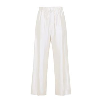 Carven Femme, Pantalons, Blanc, Taille: 36 FR Pantalon en coton et soie