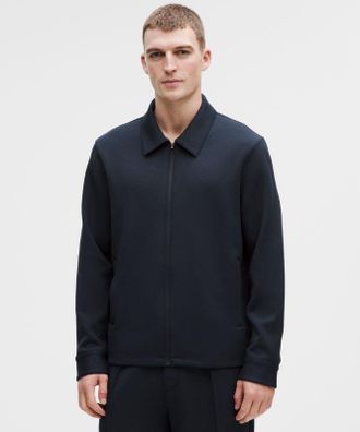 lululemon Haut zipp&eacute; &agrave; col montant en Smooth Spacer pour Hommes - Bleu - Taille 2XL