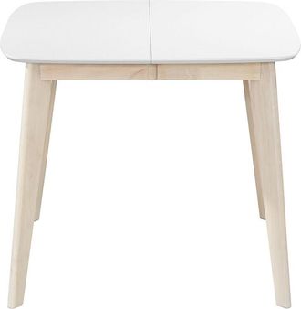 Miliboo Esstisch ausziehbar skandinavisch quadratisch Wei&szlig; und Holz L90-130 LEENA