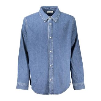 Calvin Klein Homme, Chemises, Bleu, Taille: M Chemise en Denim Bleu Col Italien