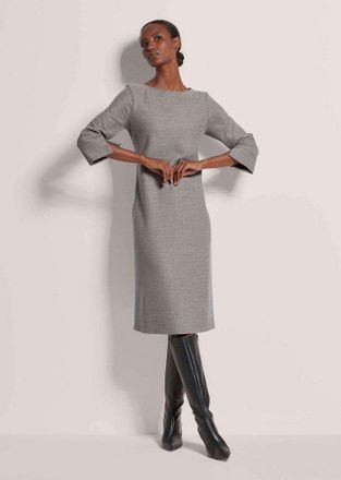 Madeleine Midikleid Elegantes Viskosekleid mit Rundhalsausschnitt Etuikleid mit eingearbeiteten Taschen und 3/4-&Auml;rmeln mit Schlitz