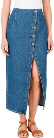 Pepe Jeans London Midi Skirt Hw Slit Jupe, Denim/Denim Rigide Bleu 326 g, L Femme