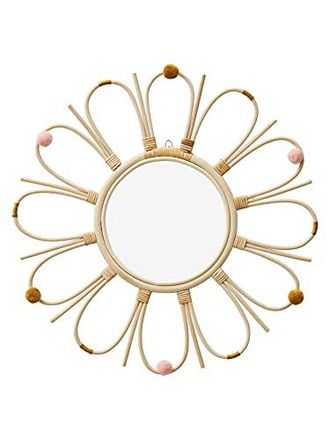 Vertbaudet Miroir en rotin à Pompons Sunshine Naturel TU