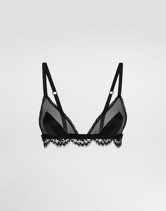 Dolce & Gabbana Triangel-bh Soft-cups Aus T&uuml;ll, Satin Und Spitze - Frau Unterw&auml;sche Schwarz Spitze 1