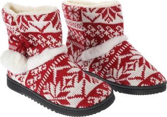 IFUNDOM Chaussures DInt&eacute;rieur DHiver pour Femmes Bottes de Neige en Coton Doublure Peluche Chaude Semelle &Eacute;paisse Antid&eacute;rapante Taille 37-38 Couleur Rouge Con