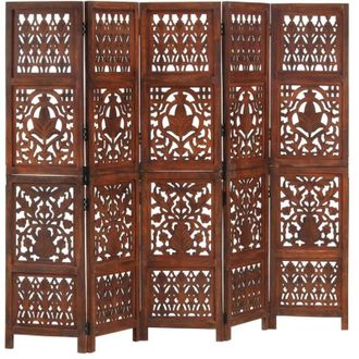 vidaXL vidaXL 5-tlg. Raumteiler Handgeschnitzt Braun 200&times;165 cm Mangoholz