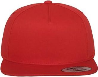 Flexfit Casquette de Baseball Classic 5 Snapback, pour Homme et Femme, Taille Unique, Fermoir Boutons-Pression Réglable au Dos, Visière Plate, 100% Coton, Red