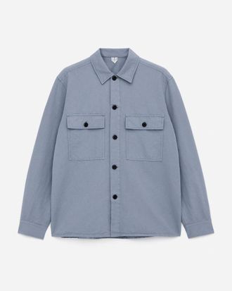 Arket Overshirt Aus Baumwolle Und Leinen -Blau