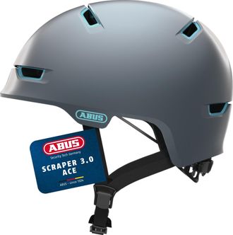 ABUS Stadthelm Scraper 3.0 ACE - Robuster Fahrradhelm für den Stadtverkehr - für Damen und Herren - Grau/Blau, Größe: L