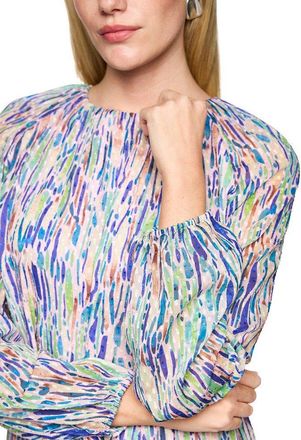 Marc Cain Midikleid Spring Fling Premium Damenmode mit Bindeg&uuml;rtel, mit buntem Confetti-Print