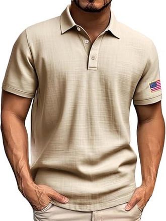Generic Chemise en lin et coton pour homme - T-shirt &agrave; manches longues en coton uni - T-shirt &agrave; manches longues - T-shirt &agrave; col en V - Chemises d&eacute;contract&eacute;es 