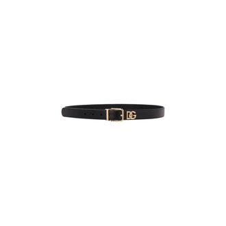 Dolce & Gabbana Stylischer Lederg&uuml;rtel mit Platte - - Accessories - Damen - Schwarzk - 80 CM
