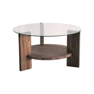 Dmora Wohnzimmertisch Alnitak, Niedriger Wohnzimmertisch, Kaffeeregal, Couchtisch f&uuml;r Sofa, 75x75h40 cm, Nussbaum