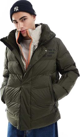 Superdry Doudoune à capuche style sport en microfibre - Kaki militaire-Vert