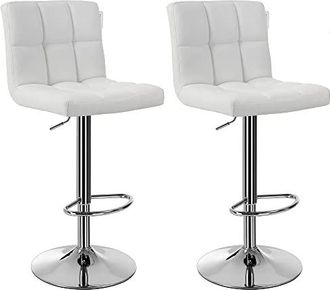 Songmics 2er-Set Barhocker mit Lehne und robustem, weiß, 38 x 44,5 x 115 cm