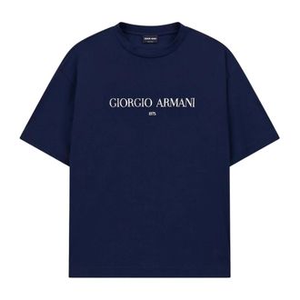 Giorgio Armani T-Shirt aus Baumwoll-Interlock-Jersey - - Tops - Herren - Blau - S