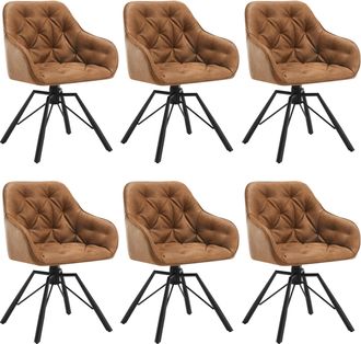 Woltu Esszimmerst&uuml;hle drehbar 6er Set, Armlehnst&uuml;hl 360&deg; drehbar, Essst&uuml;hl, K&uuml;chenst&uuml;hl, Polsterst&uuml;hl, Armlehnst&uuml;hl, f&uuml;r Esszimmer, Wohnzimmer mit Metallbei