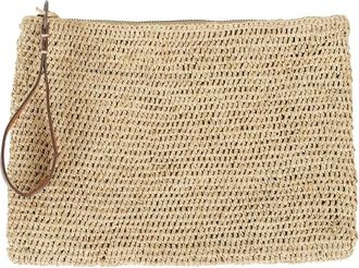 Ibeliv Femme, Sacs, Brun, Taille: ONE Size Pochette en raphia et crochet avec bandouli&egrave;re