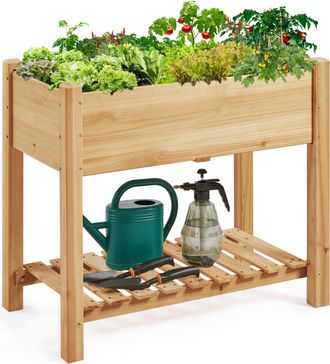 Yaheetech Hochbeet mit Ablageboden, Fr&uuml;hbeet Kr&auml;uterbeet Pflanzk&uuml;bel Gem&uuml;sebeet f&uuml;r Garten/Terrasse/Balkon, 86 x 46 x 76 cm