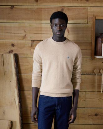 Faguo Pull col rond en laine beige