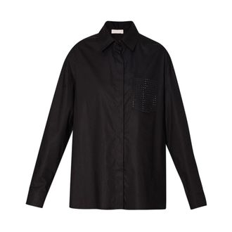 Liu Jo Oversized Hemd mit Nieten - - Blouses & Shirts - Damen - Schwarzk - XS