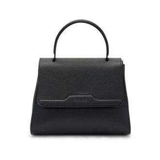 Frau Femme, Sacs, Noir, Taille: ONE Size Sac &agrave; main en cuir noir avec poign&eacute;e