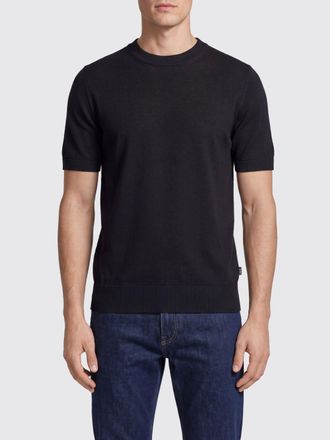 HUGO BOSS Pull &agrave; col rond et manches courtes en pure laine vierge
