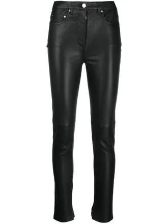 Iro pantalon en cuir &agrave; coupe skinny - Noir