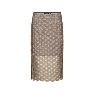 Rotate Rotate Birger Christensen, Femme, Jupes, Gris, Taille: 38 FR Scallop Sequin Midi Skirt