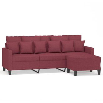 vidaXL 3-Sitzer-Sofa mit Hocker Weinrot 180 cm Stoff Vidaxl