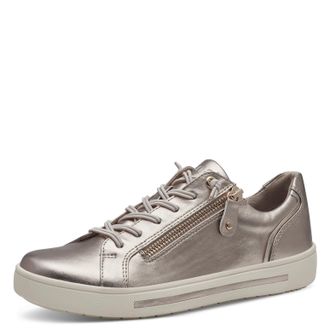 Jana Damen Sneaker flach mit Reißverschluss Vegan, Gold (Champagner), 37 EU