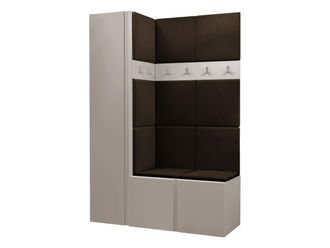 Mirjan24 Garderoben-Set Monati IX, Kleiderschrank, Schuhschrank mit 6 F&auml;cher, 2X Kleiderhakenbrett, Gepolstertes Paneel/Wandpaneel, 8 Doppelhaken, Flurgarderob