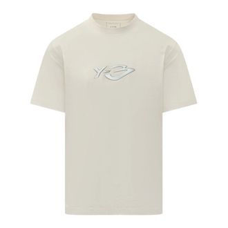 Yohji Yamamoto Homme, Tops, Blanc, Taille: M Tee Manches Courtes Liquid Logo
