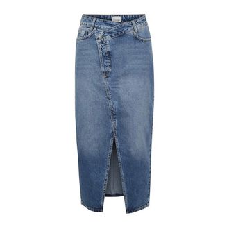 MY ESSENTIAL WARDROBE Jupe en Denim Asym&eacute;trique Medium Blue Retro Wash - Femme - Jupes - Bleu - Taille: 38 FR