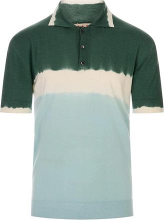 Marni Homme, Tops, Multicolore, Taille: M Polo en Laine et Soie avec Effet Tie-dye