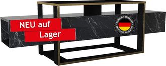 Moebel17 5095 Bianco Wohnwand Anbauwand TV Lowboard Board Tisch Fernsehtisch Schrank f&uuml;r Wohnzimmer, Holz, Dunkelgrau Marmor Optik, mit Stauraum, Fernsehst&auml;nde