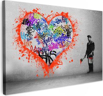 MuchoWow © Wandbilder Groß 120x80 cm XXL Wohnzimmer Wanddeko Schlafzimmer Zimmerdeko Fotowand Zimmer Deko Wand Dekoration Banksy Leinwand Bilder - Pop und Stre