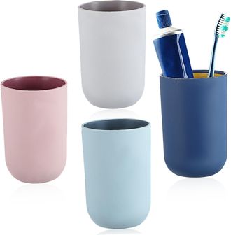 Lurrose 4 Stück Teiliges Mundspülbecher für Badezimmer Einfache rutschfeste Trinkbecher im Minimalistischen Design Vielseitig Nutzbar als Zahnputzbecher und W