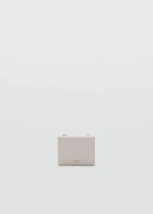 Mango Porte-cartes effet saffiano &agrave; zip gris glac&eacute; - Femme - Taille unique - MANGO