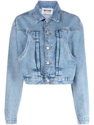 Moschino veste en jean à coupe crop - Bleu